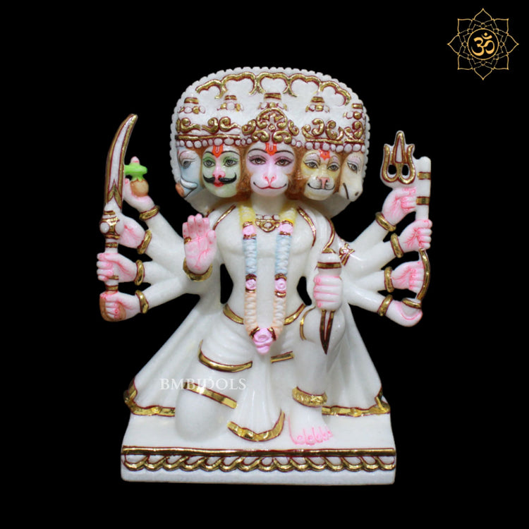 White Marble Panchmukhi Hanuman Murti with 10Hands in 9inches – BMBIDOLS