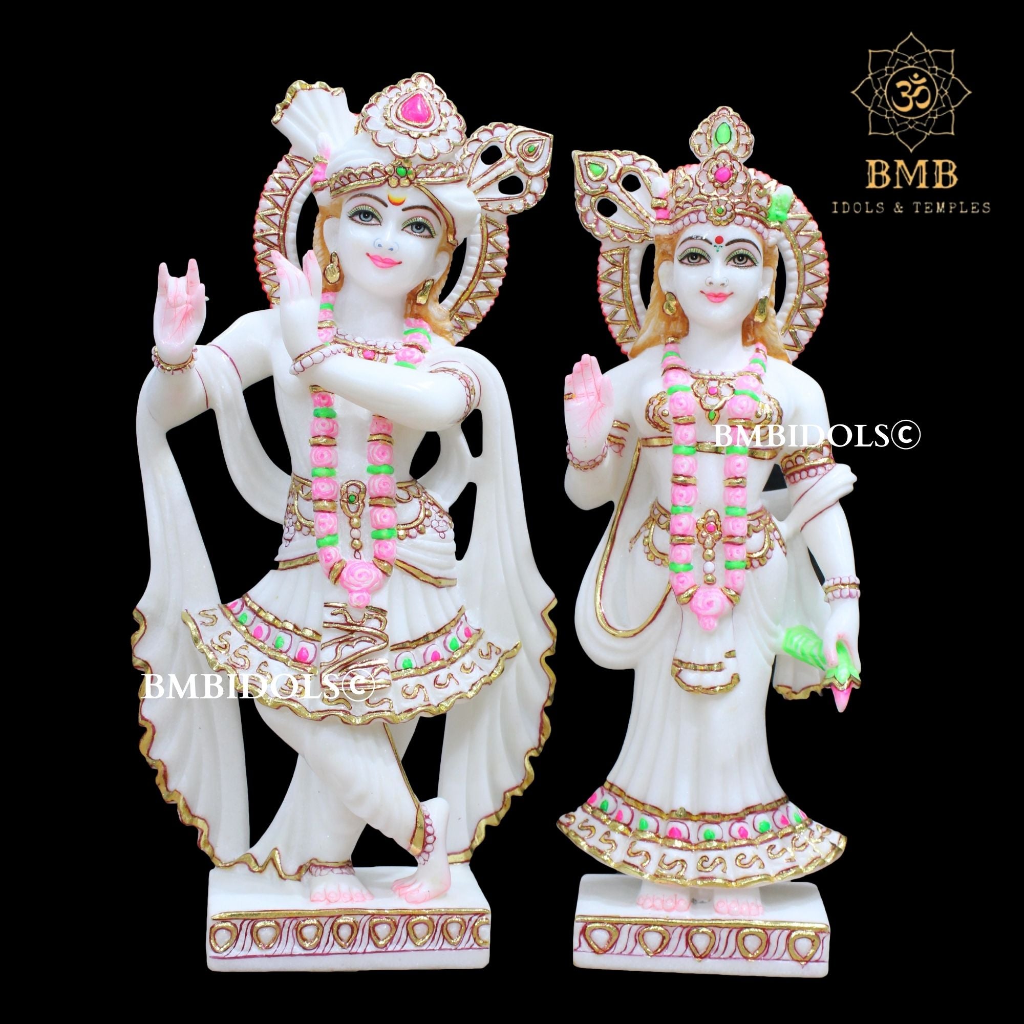 Double Feather Marble Radha Krishna Murti made in 18inches for Home ...