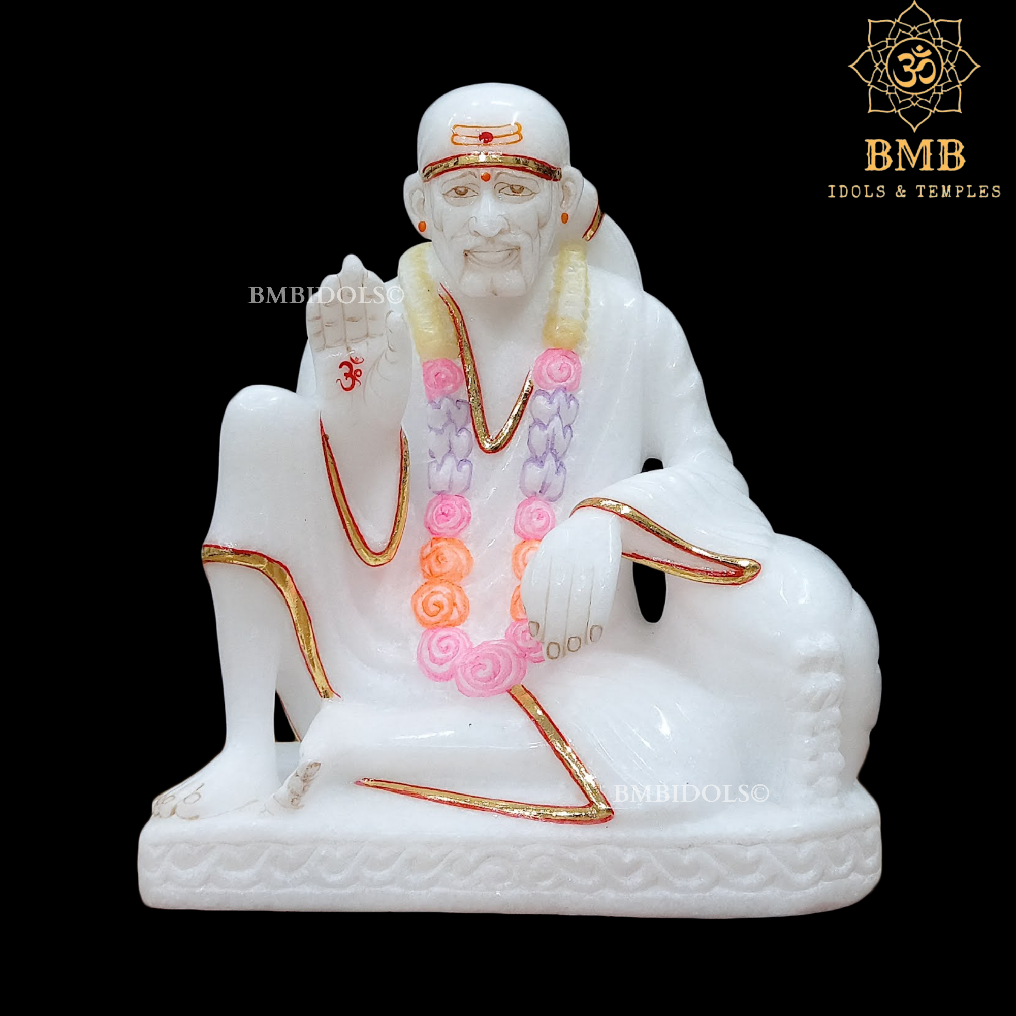 Marble Dwarka Mai Sai baba Statue in a Small Size sitting on the Mat ...
